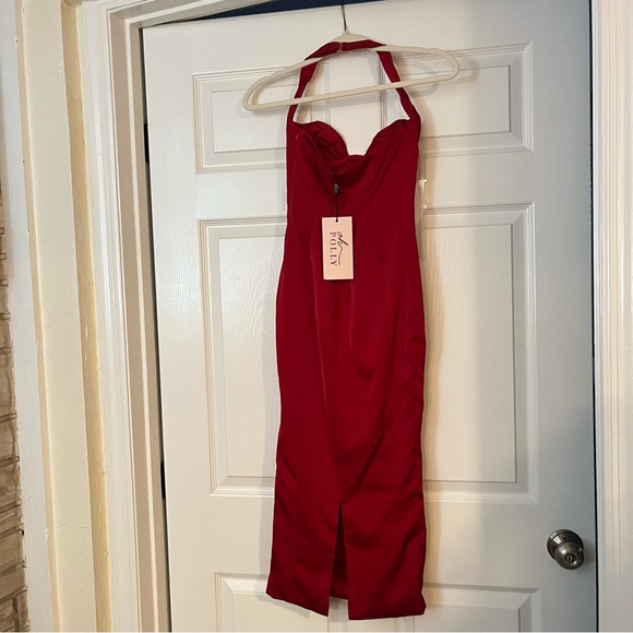 Oh Polly | Dresses | Nwt Red Satin Halter Dress Xs | Poshmark